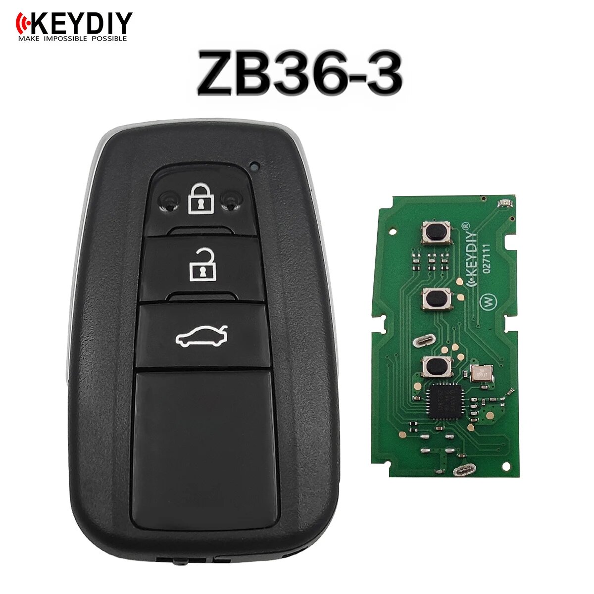 Смарт-ключ KEYDIY KD Серии ZB35-3/4 ZB36-2/3/4, Совместимый С Toyota, Программируемый, С ZB36-3