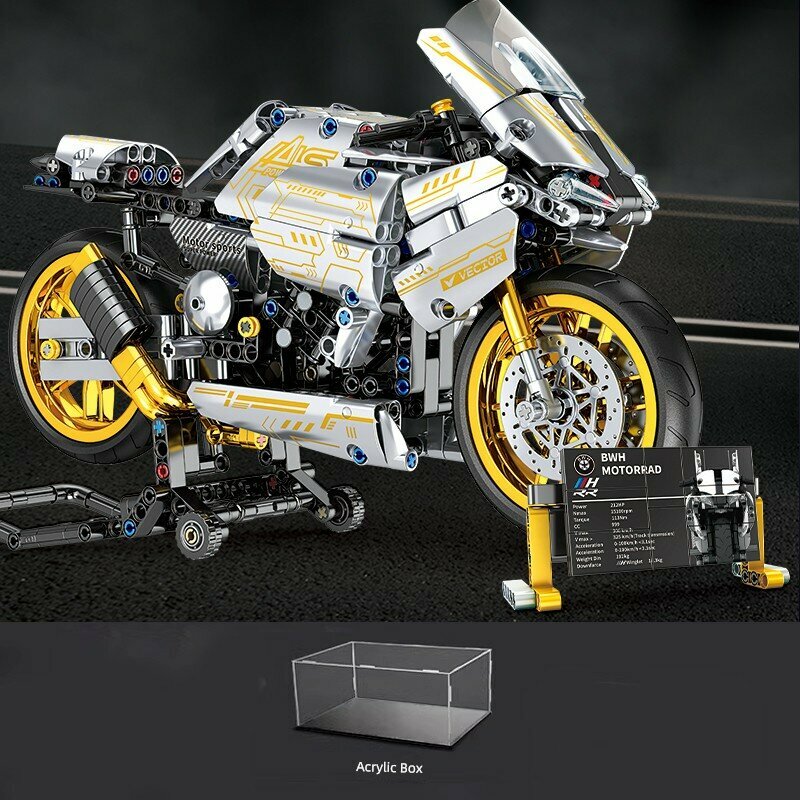 Модель мотоцикла BMW Platinum Edition M1000R 666 деталей с подставкой и коробкой