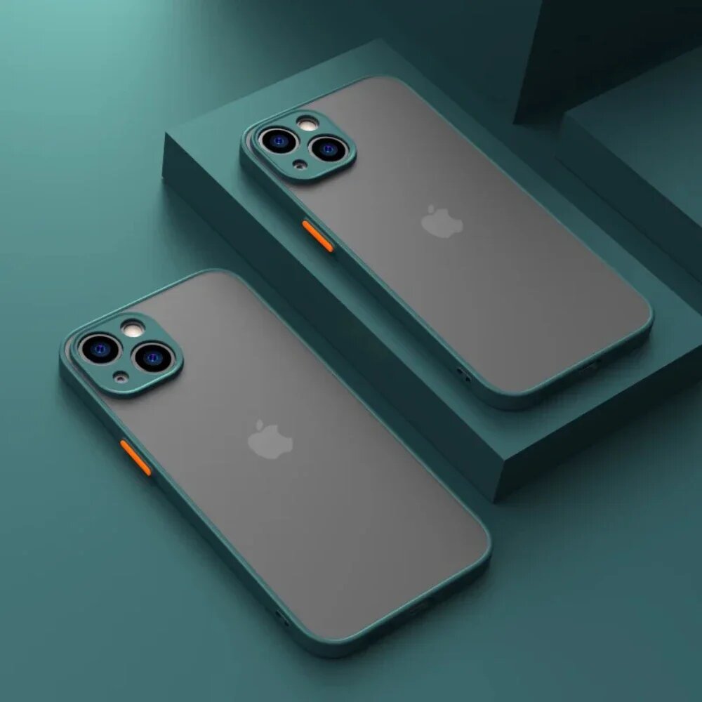 Противоударный бронированный матовый чехол для iPhone Темно-зеленый, Dark Green, For iPhone 13 Pro