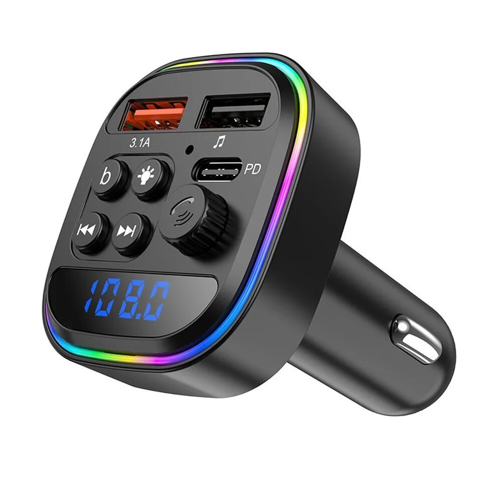 Автомобильный беспроводной MP3-плеер с FM-трансмиттером, двумя USB-портами (выход 5В 3.1А) и функцией громкой связи