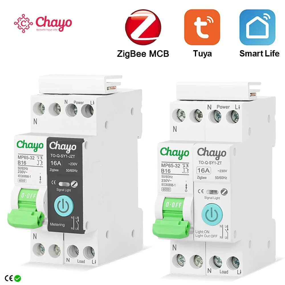 Умный выключатель TONGOU TUYA MCB Zigbee с функцией учета электроэнергии 16А/32А
