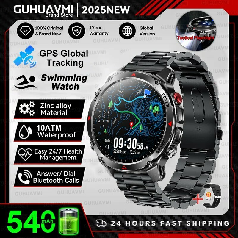 Мужские умные часы Garmin 2026 GPS с AMOLED экраном Black Steel