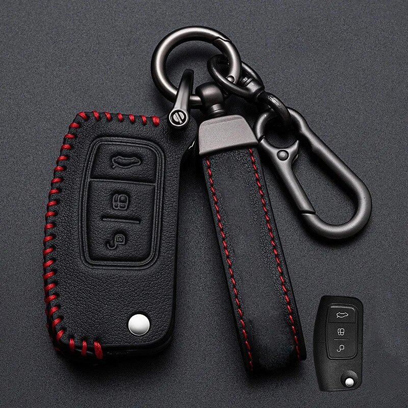 Кожаный чехол для ключа Ford Black