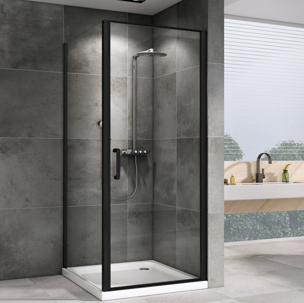 Душевой уголок Abber Sonnenstrand AG04100B-S100B 100x100, профиль черный, стекло прозрачное