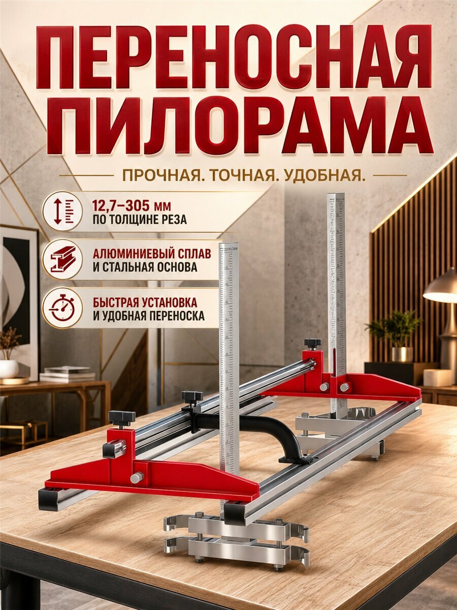 Переносная пилорама прочная со стальной основой, для точного распила бруса, досок и бревен