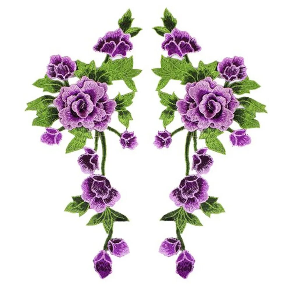 3D цветочная аппликация для вышивки, полиэстер, 2 штуки Фиолетовый, Purple