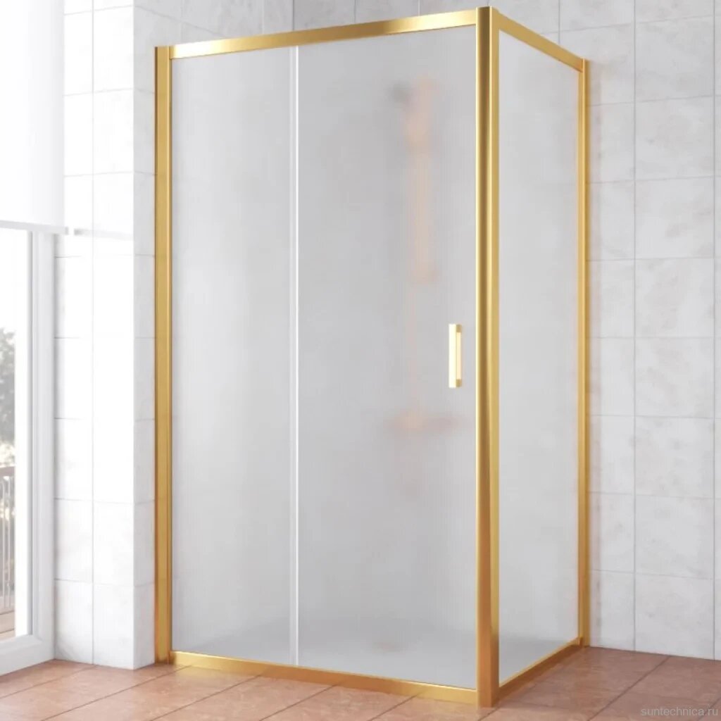 Душевой уголок Vegas Glass ZP+ZPV Tur Novo 140*90 09 10 профиль золото, стекло сатин