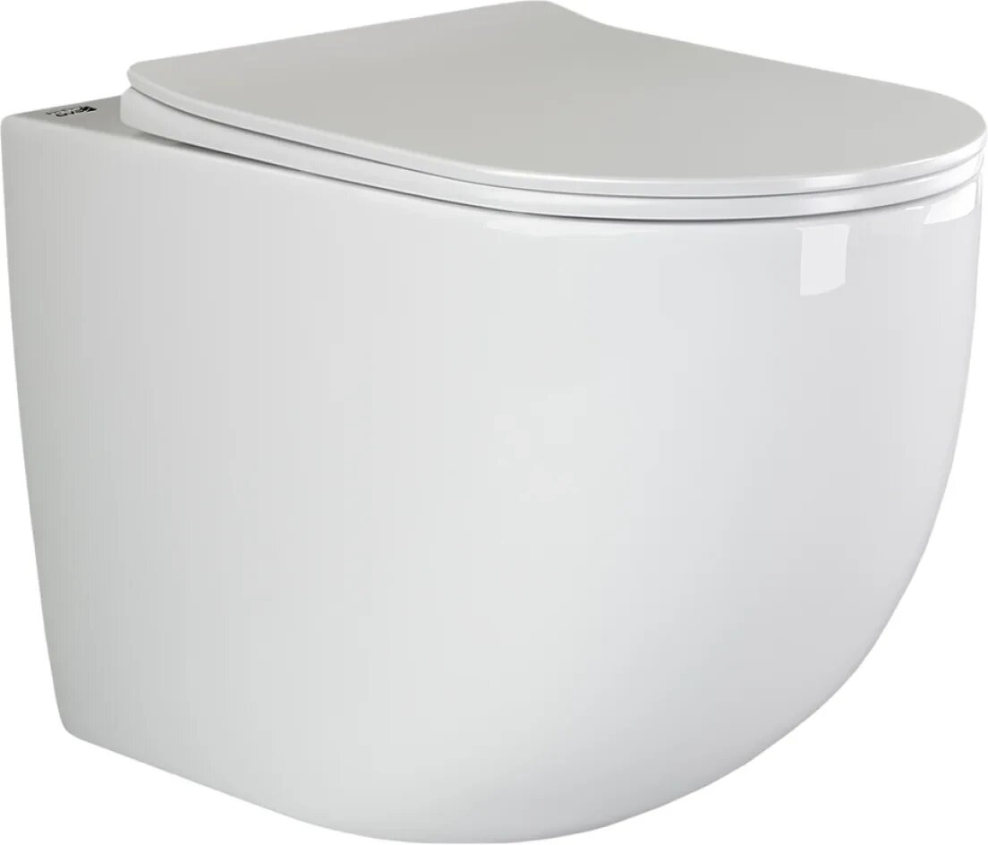 Унитаз приставной напольный Ceramicanova Mia CN1810 с микролифтом, безободковый, фарфор, глянцевая, глянцевый белый