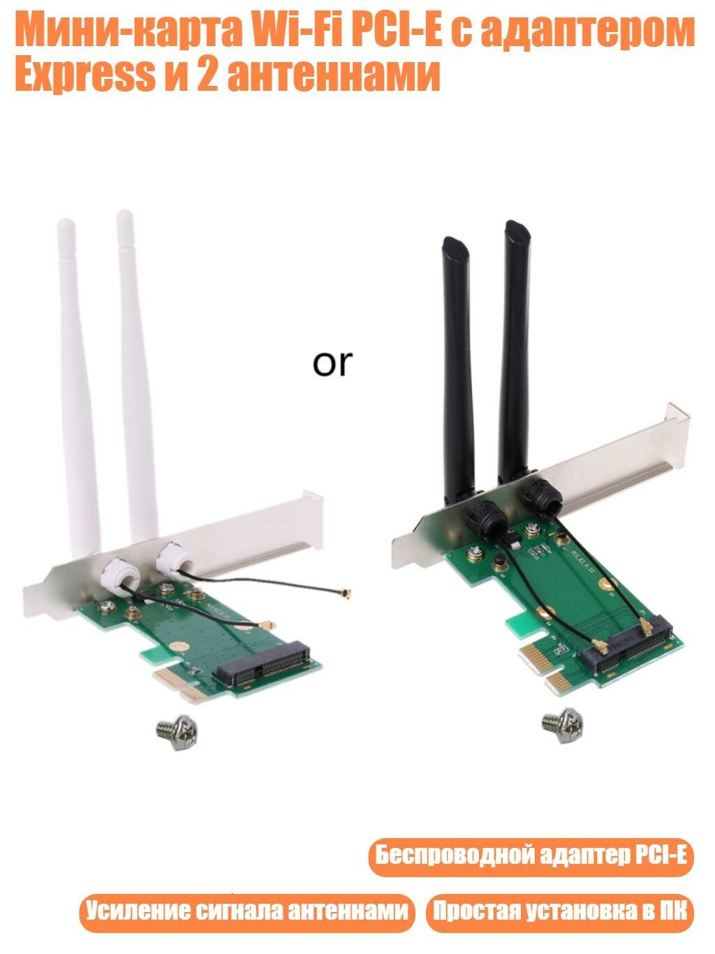 Мини-карта Wi-Fi PCI-E с адаптером Express и 2 антеннами