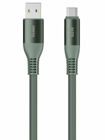 Кабель USB2.0 - Type-C OLMIO SHIELD 66W 6A 1.2м, быстрая зарядка, (041720) Зеленый