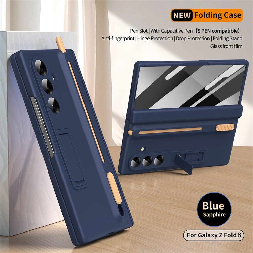 Чехол для Samsung Galaxy Z Fold6 Navy Blue с подставкой и стилусом