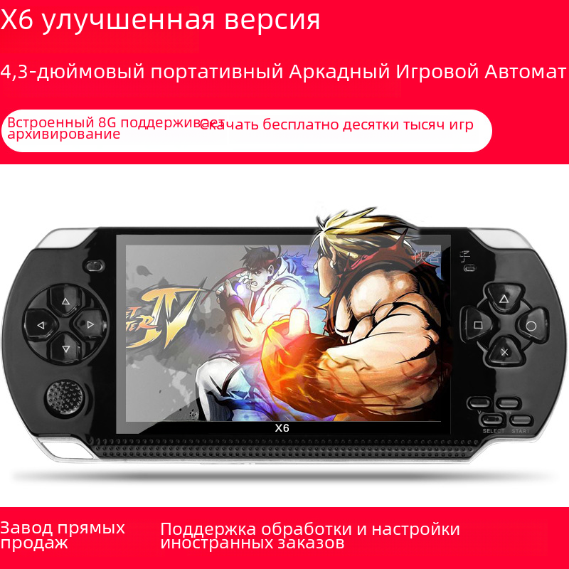 Ретро ручная игровая консоль X6 без камеры, 4,3-дюймовый экран, 8 ГБ памяти, белый цвет, поддерживает игры NES FC GBA