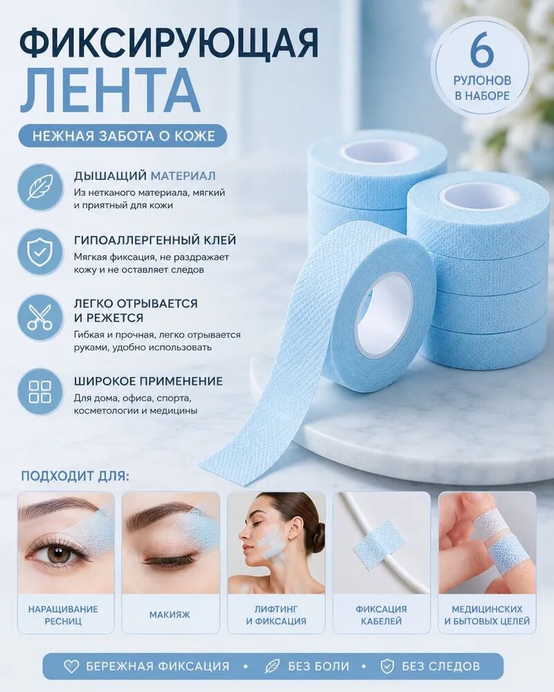 6 рулонов ленты для наращивания ресниц, дышащая лента из микропористой ткани для материалов для наращивания ресниц