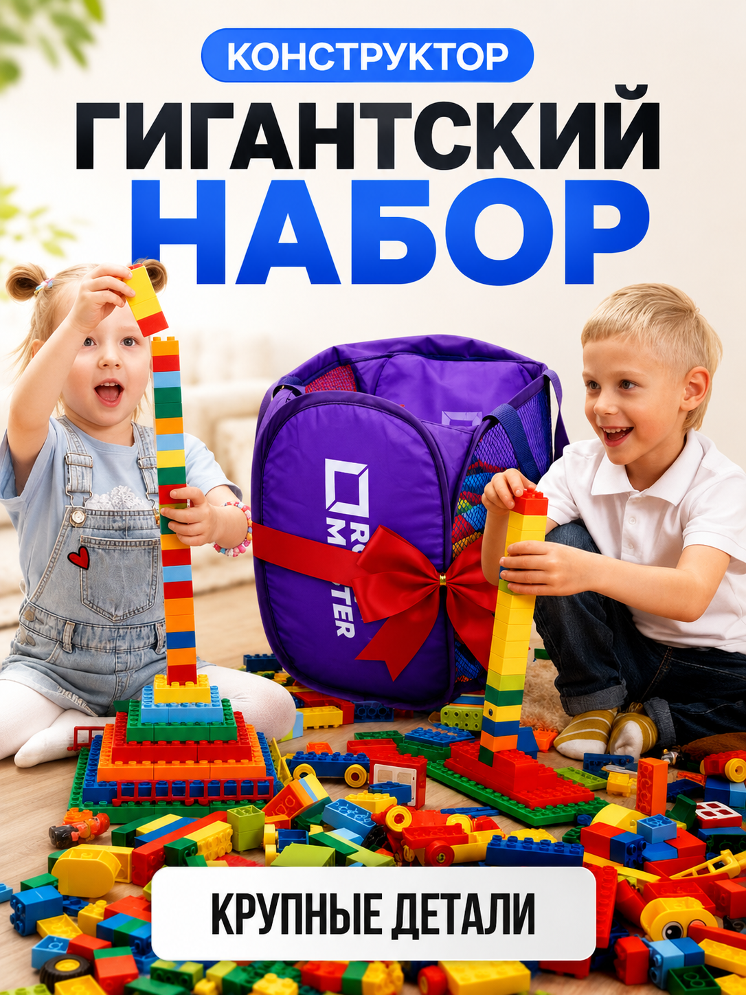 Конструктор Гигантский набор DUPLO 9090 корзина для хранения в подарок