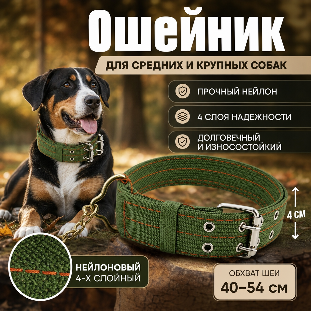 Регулируемый ошейник для собак, регулируемый, прочный, нескользящий, нейлон, широкий