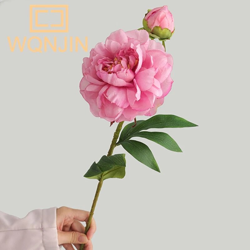 Искусственный шелковый пион 2 штуки для декора Розовый, rose red