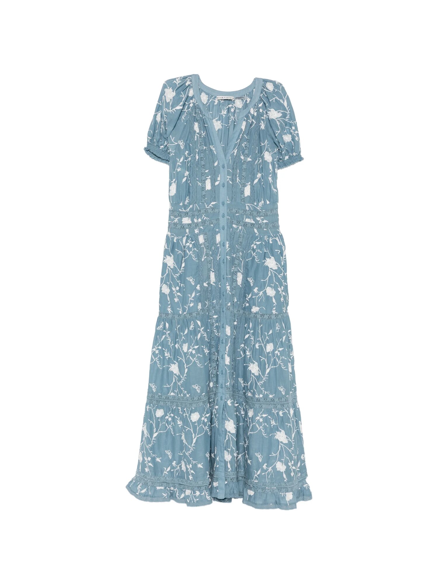 Платье Lace-trim floral-print maxi dress