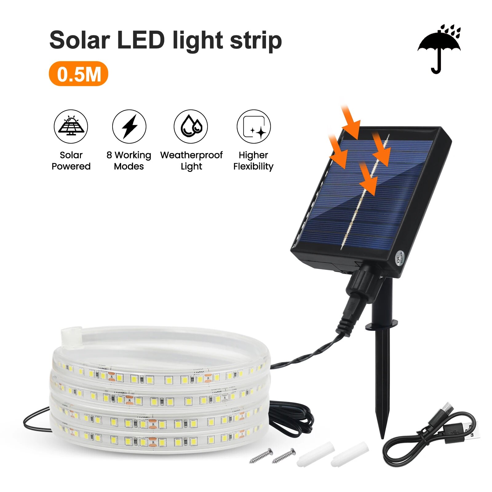 24 В Солнечные 2835 SMD светодиодные ленты 5 м/10 м IP67 уличные гибкие сказочные гирлянды линейное освещение садовый уличный фонарь украшения