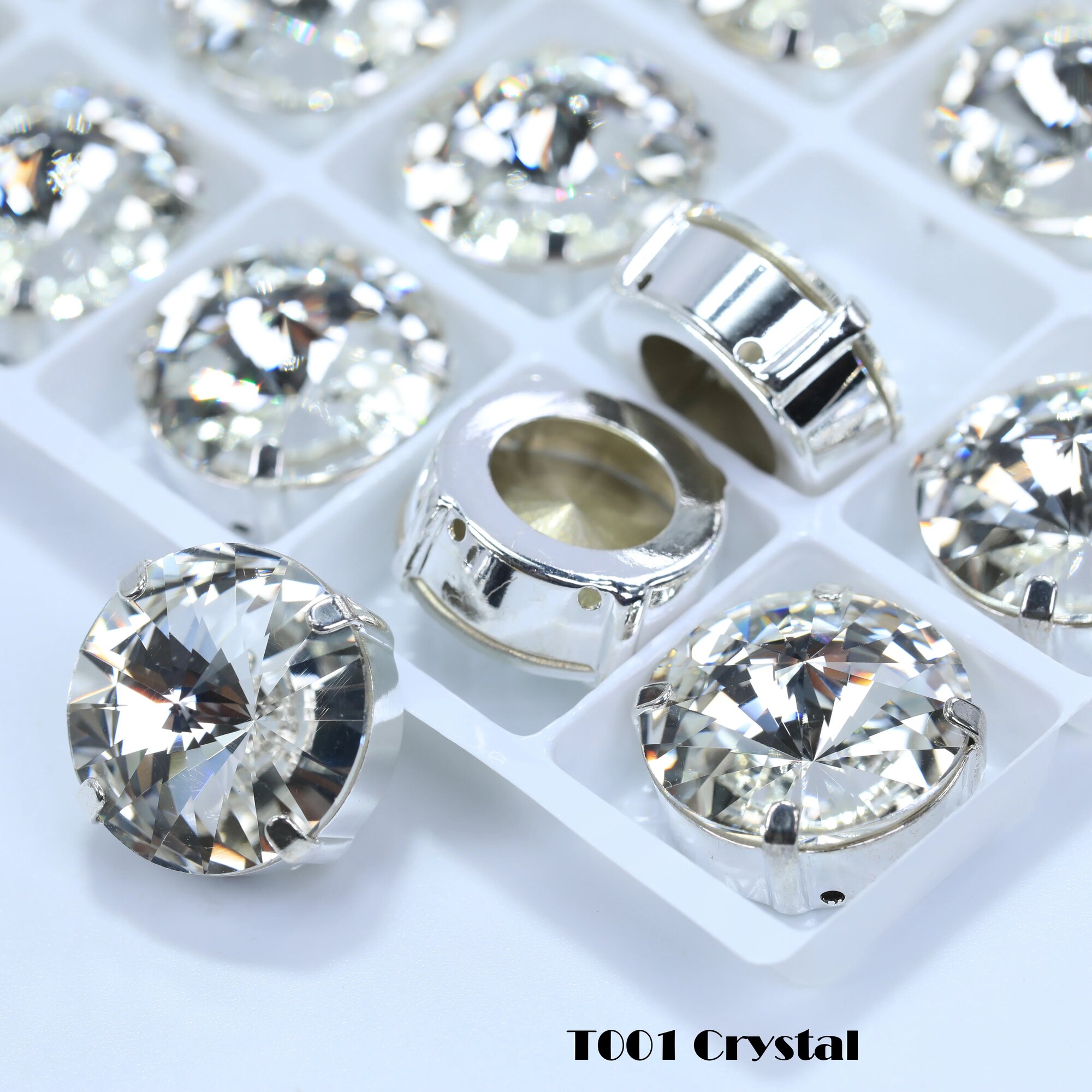Стеклянные стразы в форме спутника Silver Claw, Серебряный, 45Pcs 10mm, T001 Crystal