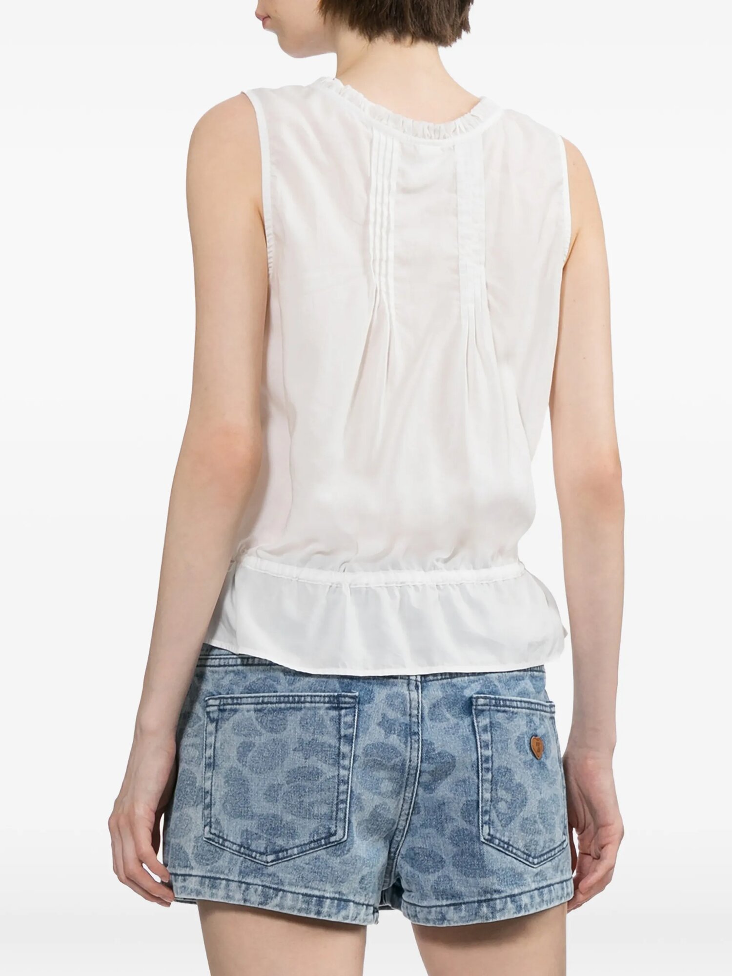 Топ APEE Pin-tuck drawstring top, размер 40, бежевый/белый — фото 1