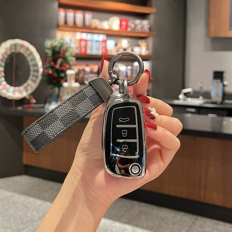 Ключевой чехол для Geely Emgrand C модель, черный с черной клетчатой пряжкой, автомобильный, премиум