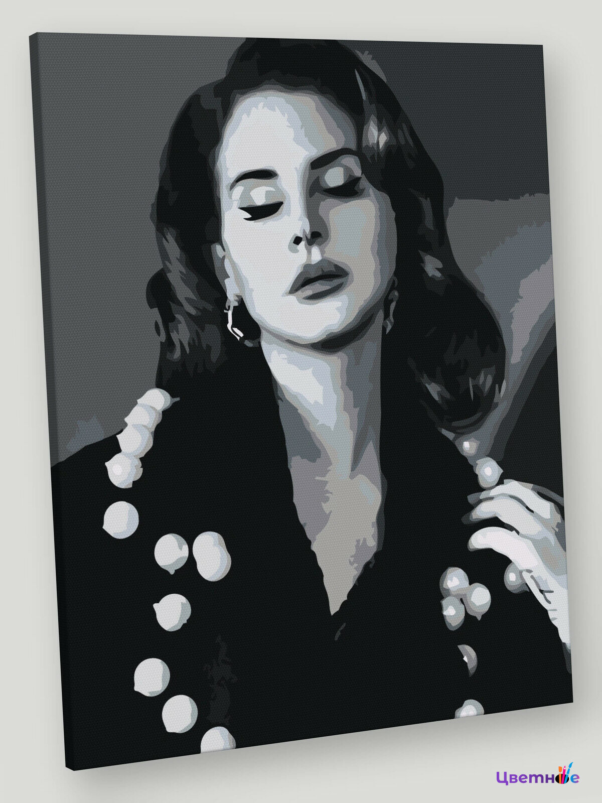 Картина по номерам на холсте с подрамником "Lana Del Rey Лана Дель Рей: портрет чб" Раскраска 40x40 см, Музыкант