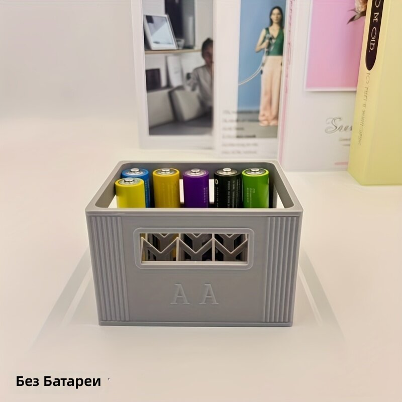 Органайзер для батареек AA/AAA, 30/20 ячеек, прочный пластиковый, серый, штабелируемый, декоративный, для подарков на Хэллоуин и Рождество