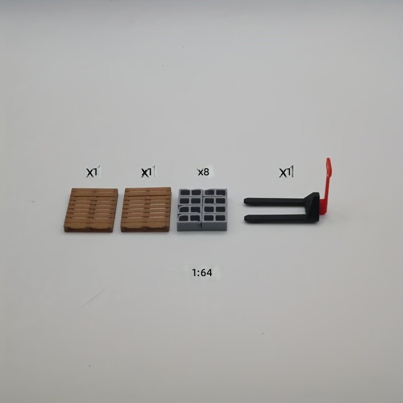 Набор миниатюрных моделей склада и стройплощадки, 11 деталей, масштаб 1:64 (вилочный погрузчик, поддоны, кирпичи)