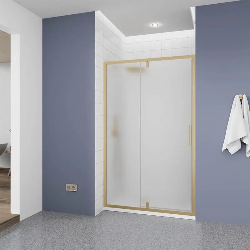 Veconi Душевая дверь Veconi Ottimo P20 G, 1100x1900, золото брашинг, стекло матовое OP20G-110-07-C9