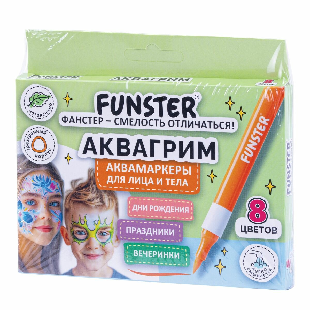 Аквагрим для лица и тела Funster, 8 цветов (152608), 15 уп.