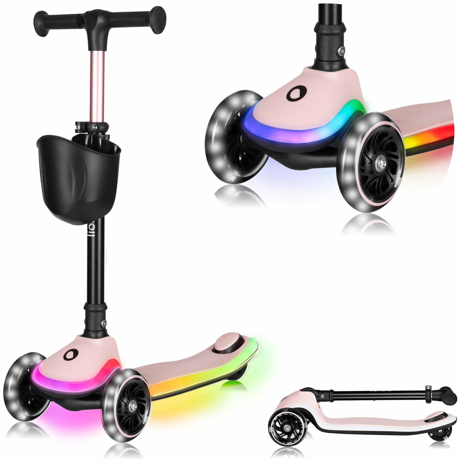 DECATHLON самокат трехколесный Lionelo Mey RGB, розовый