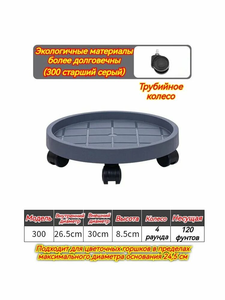 Ган Кун Поддон для цветов 30 см x 30 см x 20 см 1 шт пластик светло-серый, бирюзовый