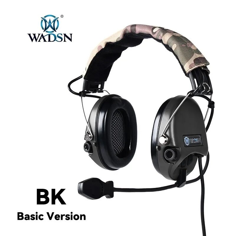 WADSN тактические наушники-гарнитура черные BK