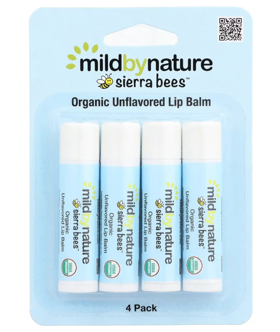 Sierra Bees органический бальзам для губ, без вкуса и запаха, 4 штуки, 4,25г