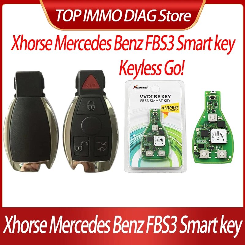 Xhorse VVDI BE KEY FBS3 XSBZ01 Смарт-ключ без ключа 433 МГц 315 МГц для W204 W207 W212 W164 W166 W221, совместимый с VVDI MB Tool и VVDI BGA Key Tool Plus