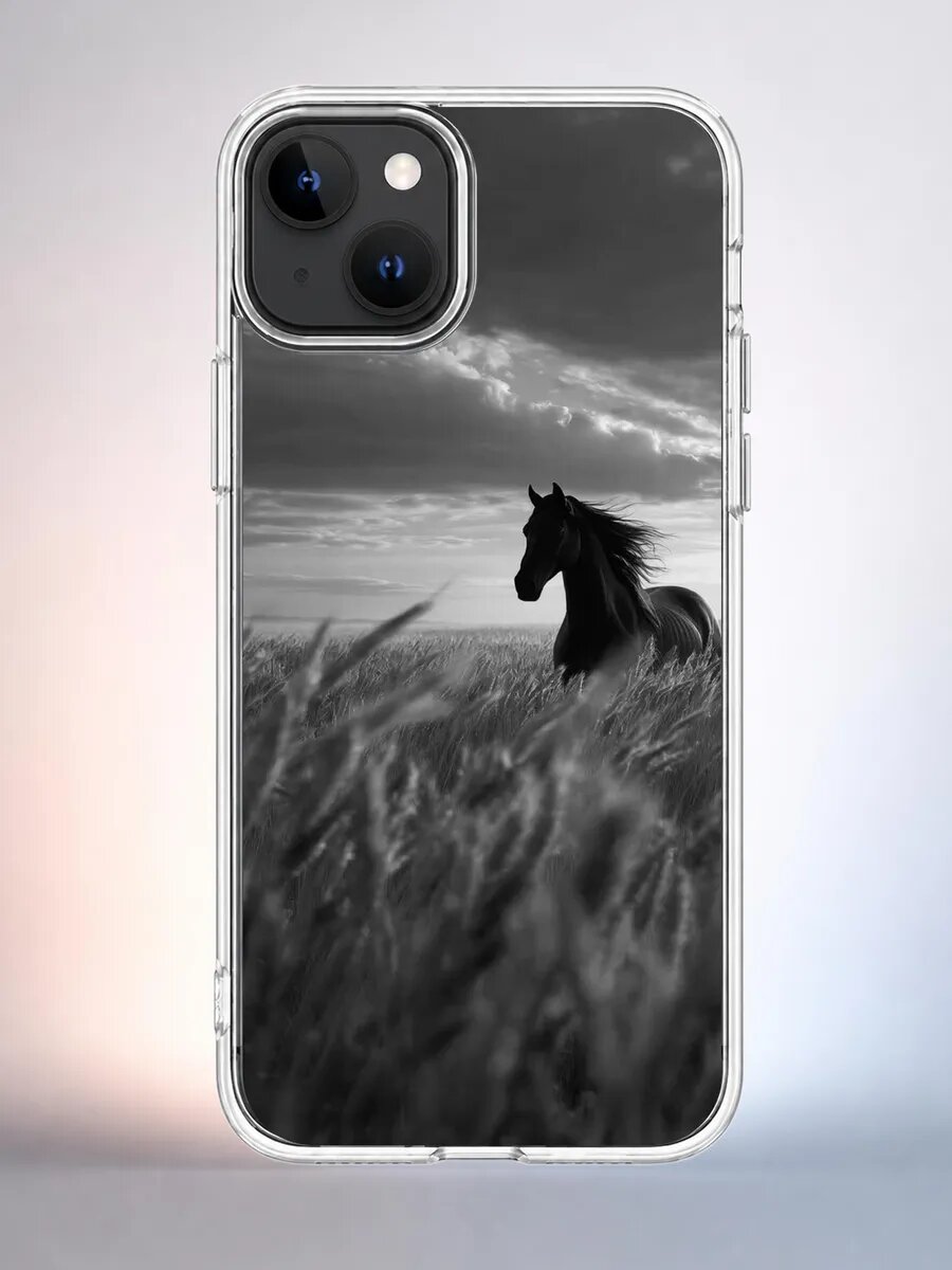 Чехол iPhone 13 конь в поле силиконовый прозрачный