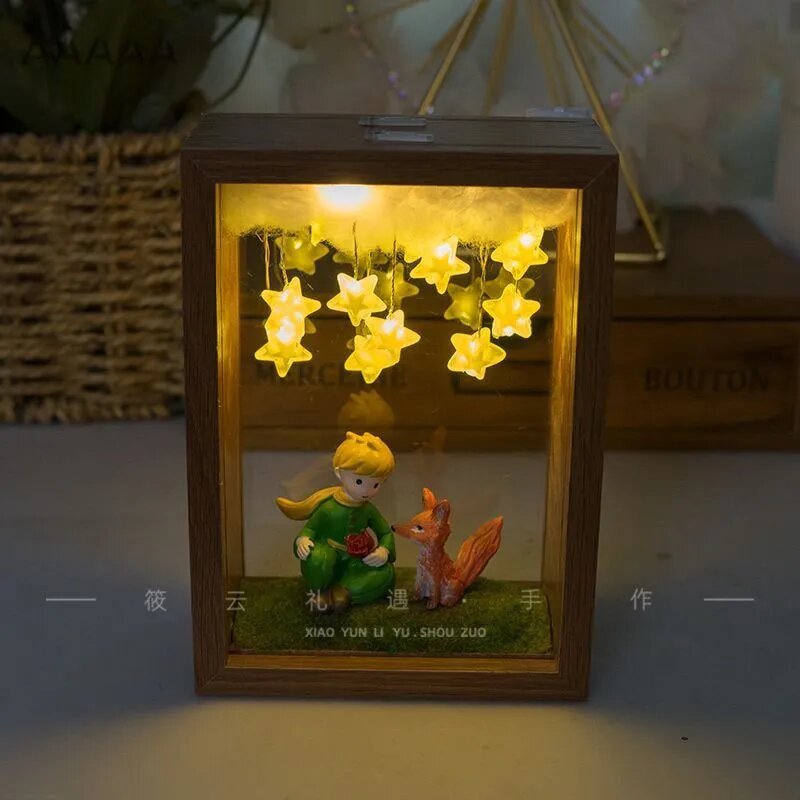 Ночник "Маленький принц и звездное небо", DIY фоторамка, подарок на день рождения подруги
