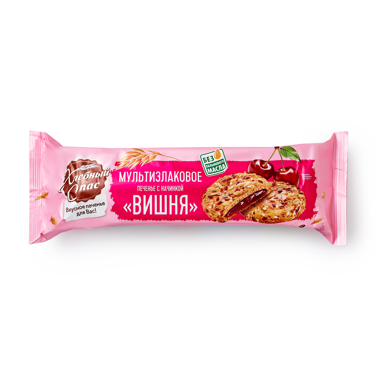 Печенье сдобное «Хлебный спас» мультизлаковое с начинкой вишня