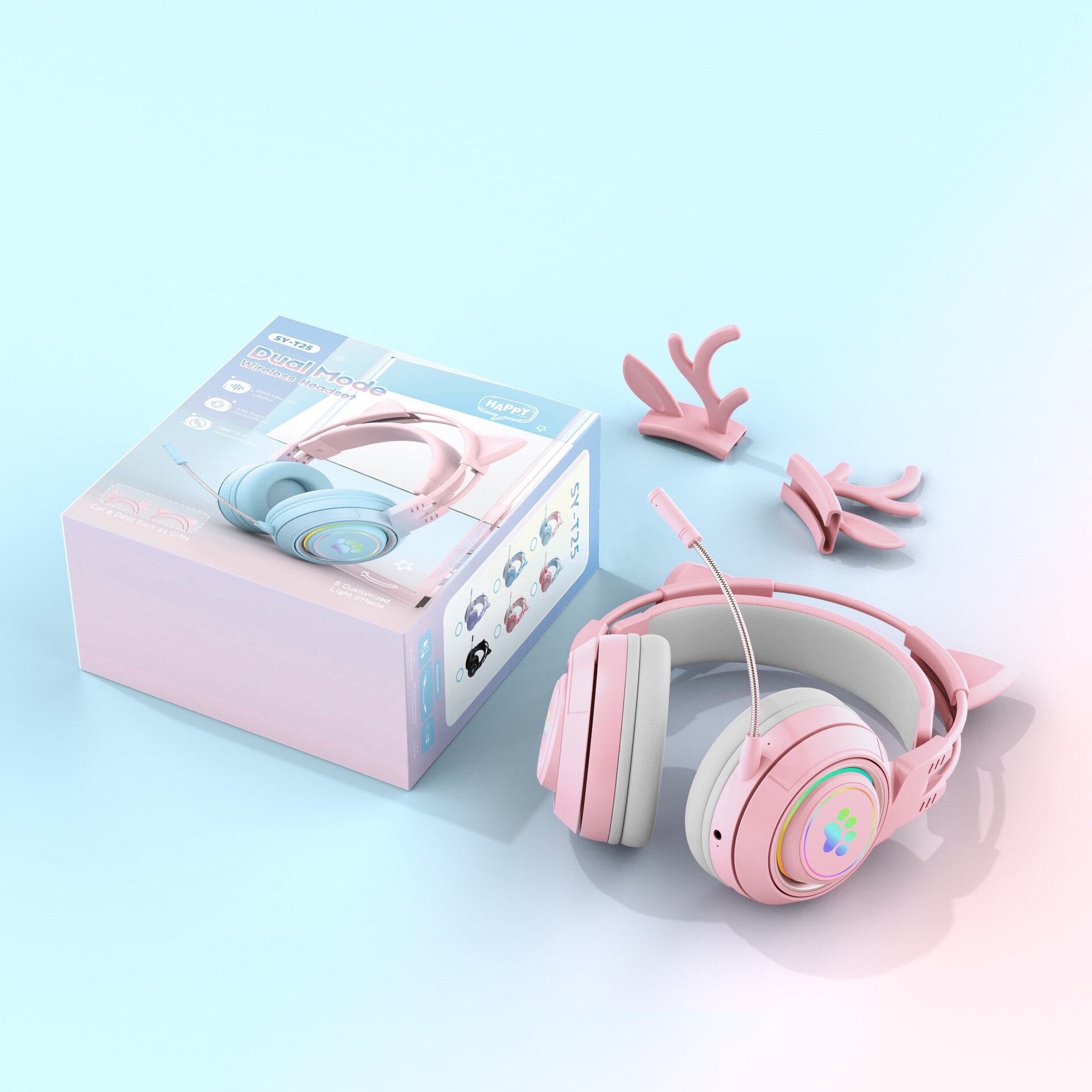 Гарнитура игровая Bluetooth 5.3, головная, до 8 ч работы, стереозвук, Синяя SY-T25