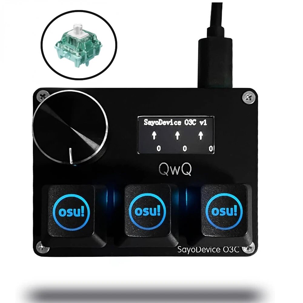 SayoDevice OSU O3C Rapid Trigger мини-клавиатура Black OSU Cap