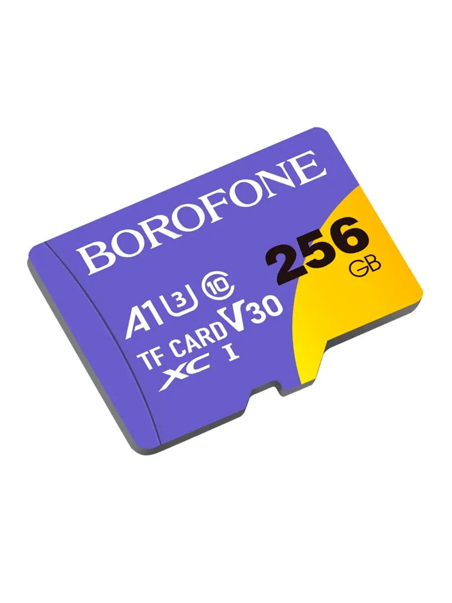 Карта памяти Borofone Micro SD, 256Gb (U3, V30, A1, класс 10) для видеокамеры или видеорегистратора — фото 1