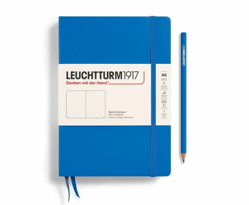 Блокнот Leuchtturm1917 Classic A5 (14.5x21см.), 80г/м2, 251 стр. (125 л.), без разметки, твердая обложка