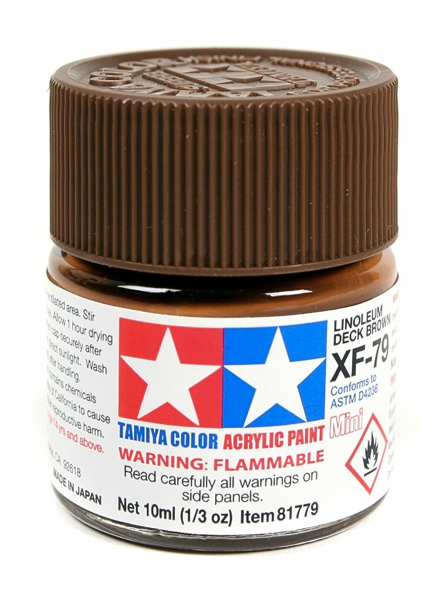 Краска акриловая Tamiya Color XF-79 Linoleum Deck Brown 81779 коричневый линолеум палубы матовая, 10 мл