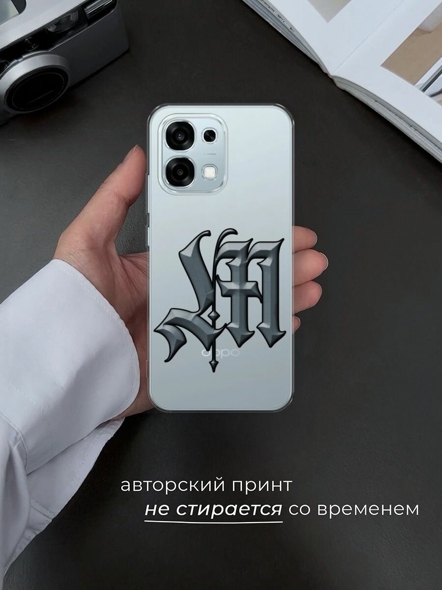 Чехол на Oppo A6 Pro / Оппо A6 Про с принтом Буква M готик, прозрачный — фото 1