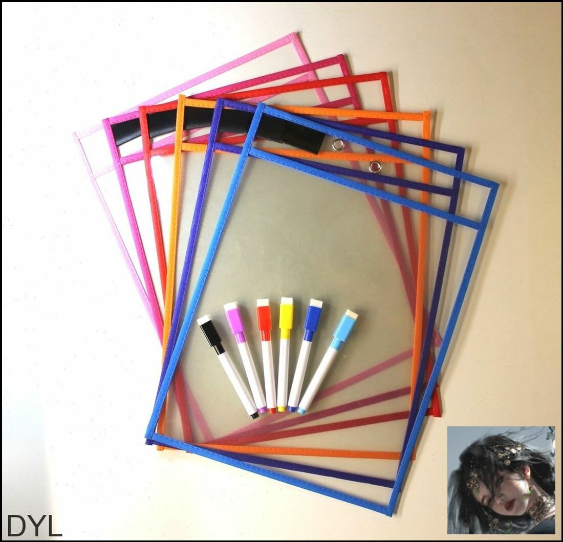 Папка Пиши-стирай. В комплект входит 6 папок + 6 маркеров