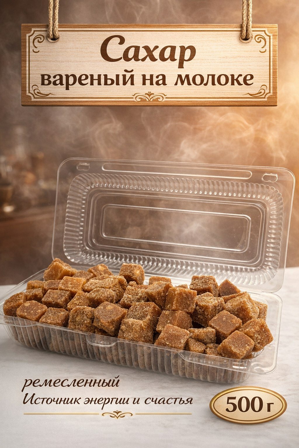 Сахар вареный на молоке, ремесленный, энергия и счастье, Азербайджан 500 гр (oxan)