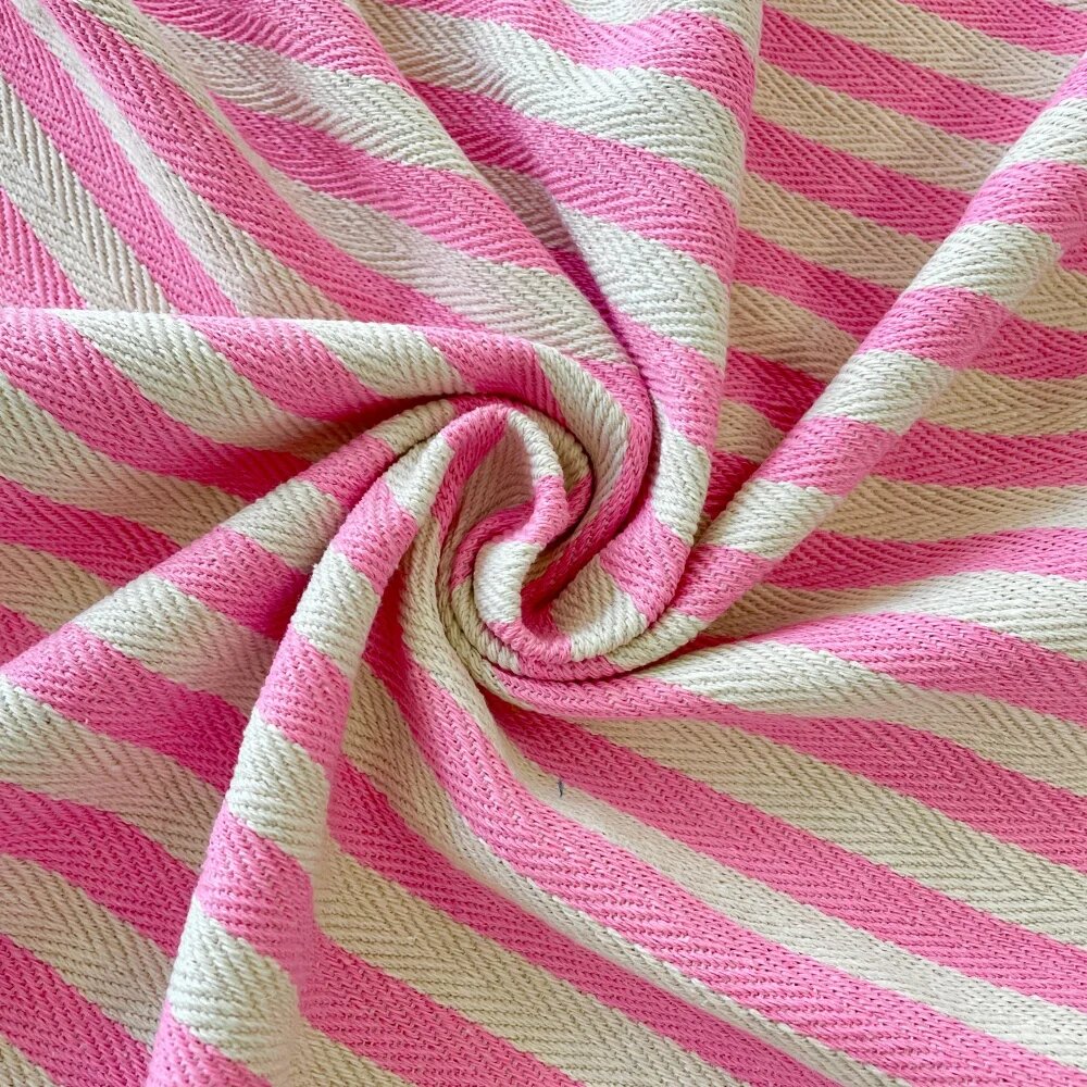 Розовый абрикос в диагональную полоску хлопковая парча ткань