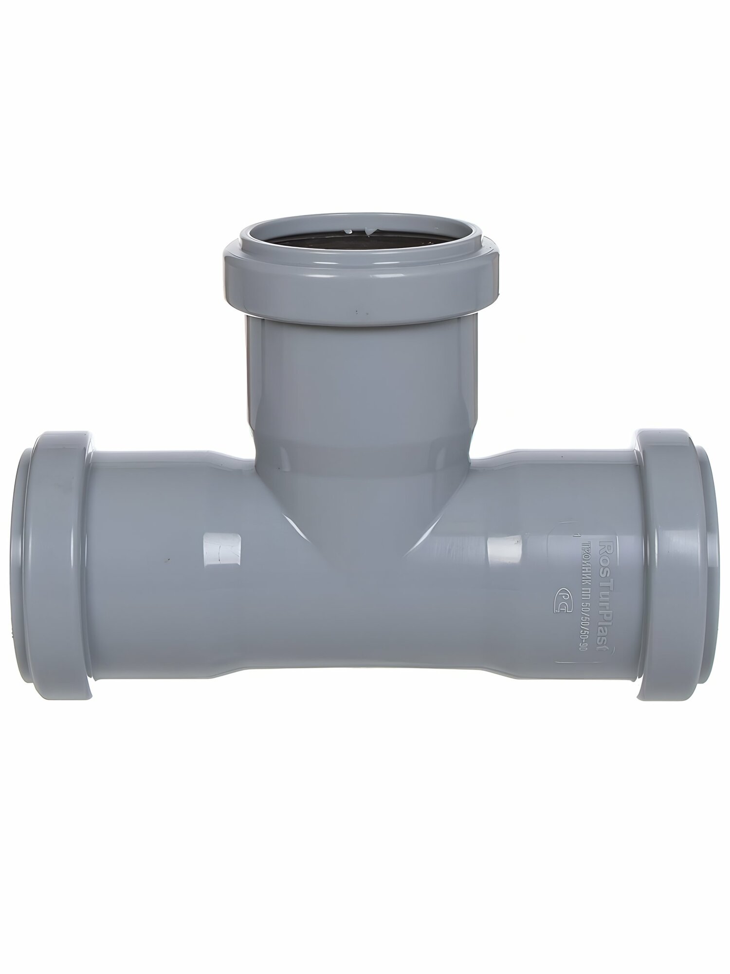 Тройник канализационный муфтовый РосТурПласт 50х50 мм 90 градусов для внутренней канализации, артикул 36530