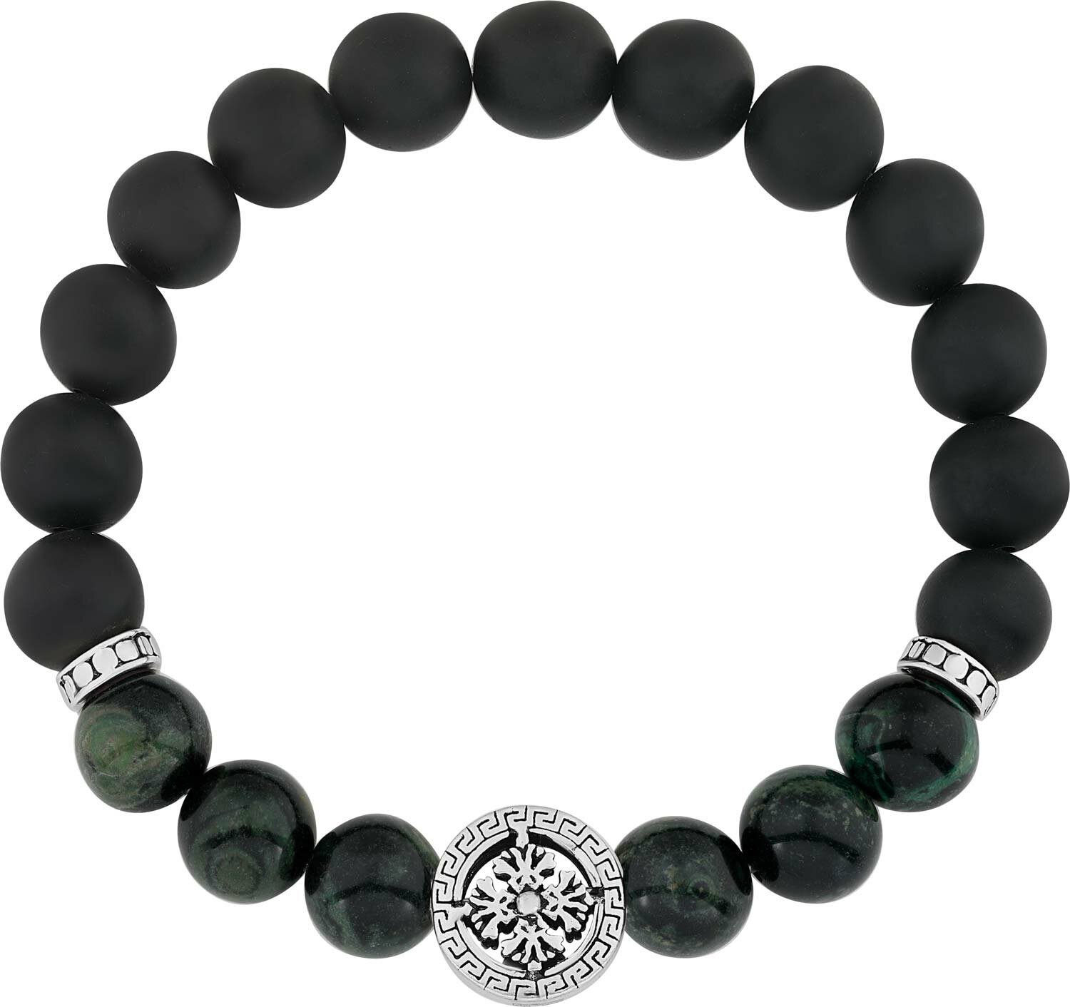 Браслет, серебро, 925 проба, чернение, агат, яшма