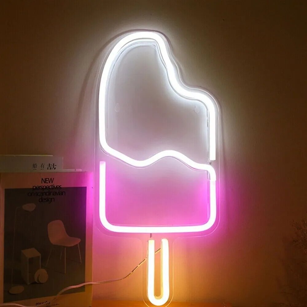 Потолочный светильник Неоновая вывеска LED popsicle neon sign light для декора комнаты